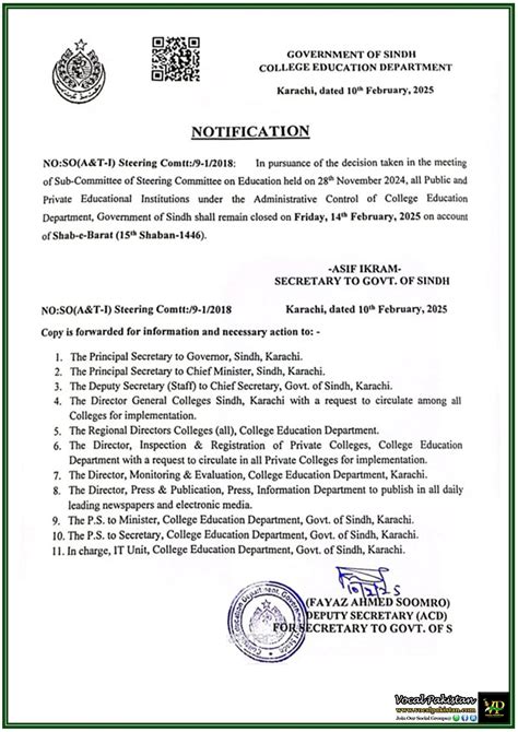 Government Of Sindh Announces Public Holiday For Colleges For Shab E