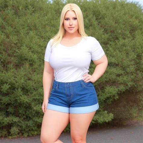 Blonde With Wide Thighs In Blue Jeans Shorts By Obesegtavbikinigirl On