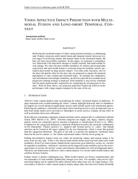 Pdf Video Affective Impact Prediction With Multimodal Fusion And Long Short Temporal Context