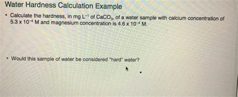 Solved Calculate The Hardness In Mg L 1 Of CaCO3 Of A Water Sample 1 Answer