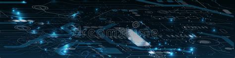 Abstract Ai Circuit Board Background Technology Connected Blue Lines With Electronics Elements
