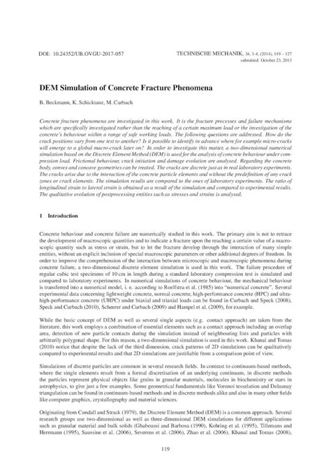 Pdf Dem Simulation Of Concrete Fracture Phenomena · Regular Cubic Test Specimens Of 10cm In