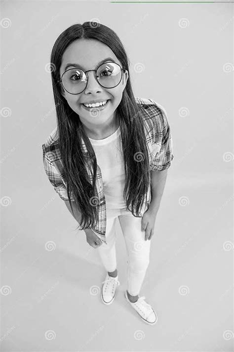 Teenage Girl In Eyesight Eyeglasses Look Somewhere Girl With Eyesight