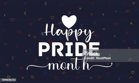 Lgbtq 자존심의 달은 매년 준에 있습니다 레인보우 사인 프라이드 커뮤니티 타이포그래피 디자인 배너 포스터 카드 및 배경