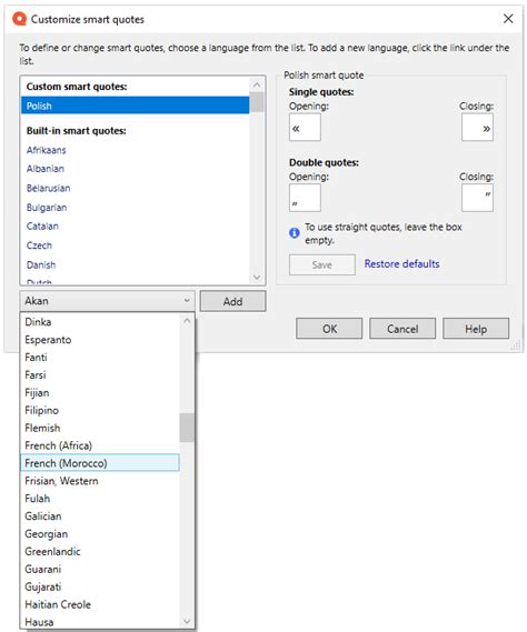 Customize Smart Quotes