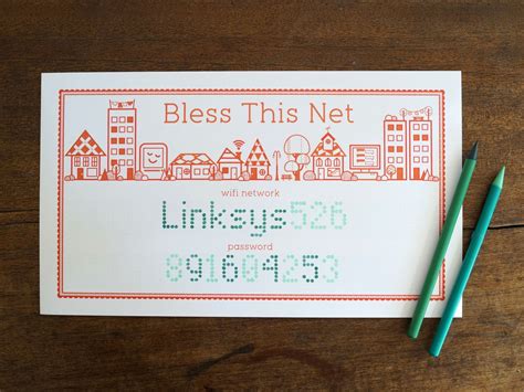 bless this net wifi credentials letterpress print