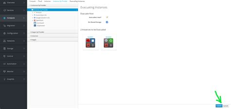No Submit Cancel Buttons For Evacuate Selected Instances In A Nested