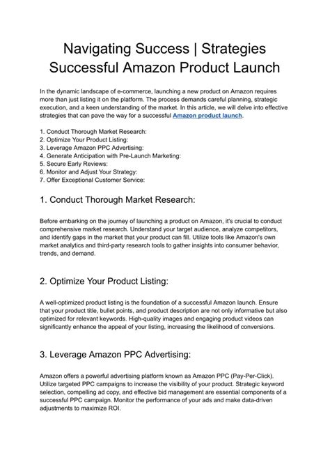 Ppt Navigating Success Strategies Successful Amazon Product Launch