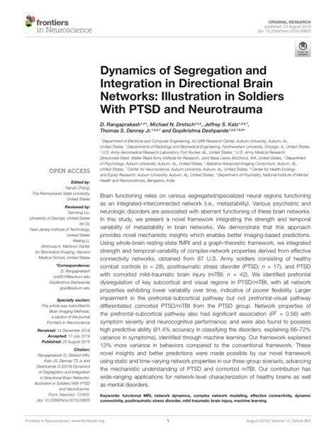Pdf Dynamics Of Segregation And Integration In Directional Brain Networks Illustration In