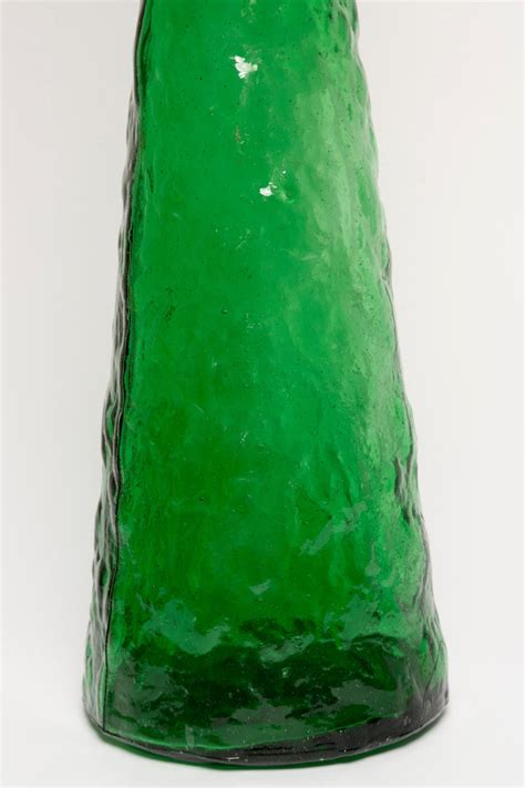 Mid Century Green Empoli Glass Decanter Bottle With Stopper Italy