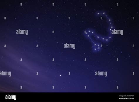 Draco Dragon Constellation Stick Figure Pattern In Starry Night Sky