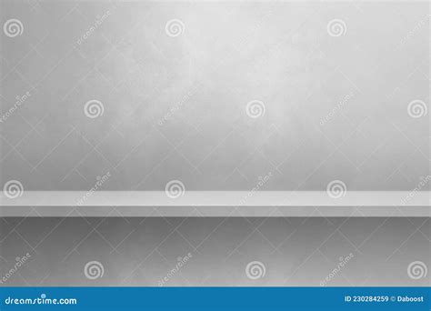 Empty Shelf On A White Wall Background Template Horizontal Backdrop Stock Illustration