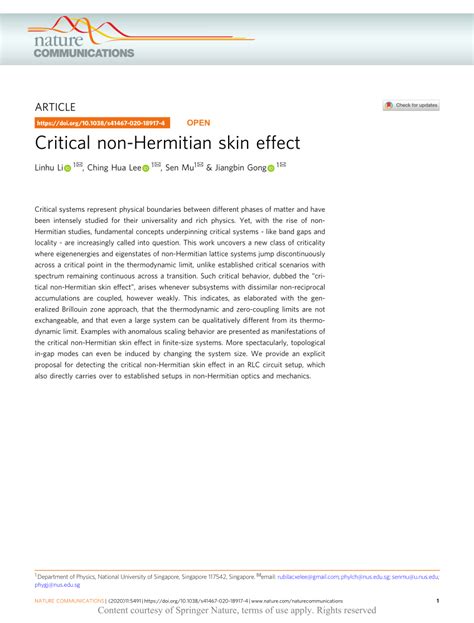 PDF Critical Non Hermitian Skin Effect
