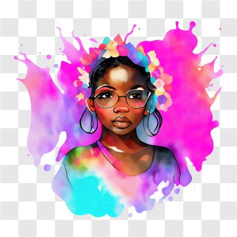 Descarga Ilustración Colorida De Una Joven Mujer Negra Con Flores En Su
