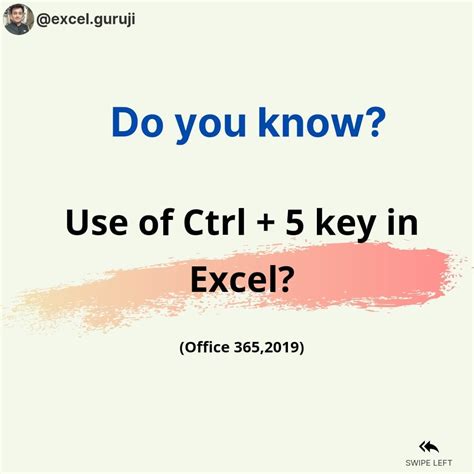 Excel Guruji Use Of Ctrl 5 Key In Excel And Follow Facebook