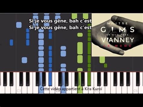 Maitre Gims Ft Vianney La Même Karaoke Piano Synthesia Tutorial