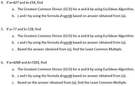 Solved 4if A427and B154find A The Greatest Common Divisorgcdfor