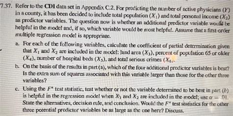 solved 7 37 refer to the cdi data set in appendix c 2 for