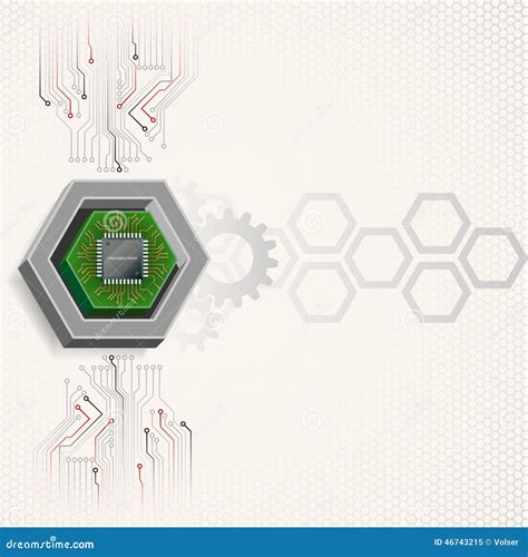 Electronic Chip Embedded In Steel Frame Vector Illustration