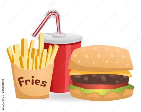 Vector Cartoon Illustration Of French Fries A Beverage And A