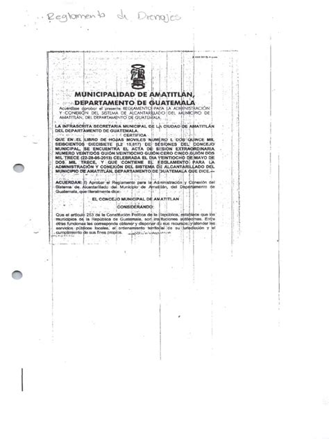 Reglamento Para El Servicio De Agua De La Ciudad De Amatitlan Depto
