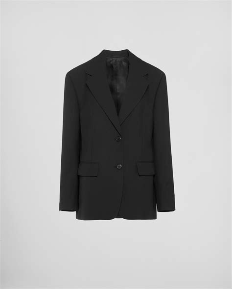 Black Single Breasted Wool Jacket Prada