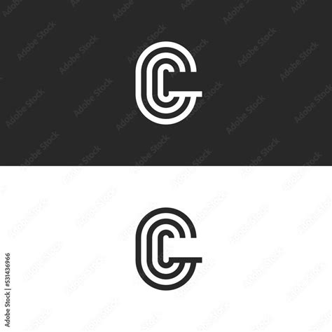 Monogram Letter C Logo Ccc Crest Initials Business Card Emblem Parallel Lines Shape Stock