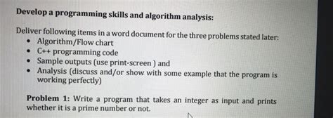 Solved Develop A Programming Skills And Algorithm Analysis