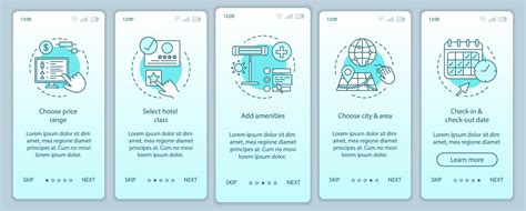 Hotel Booking Onboarding Mobile App Page Screen Vector Template