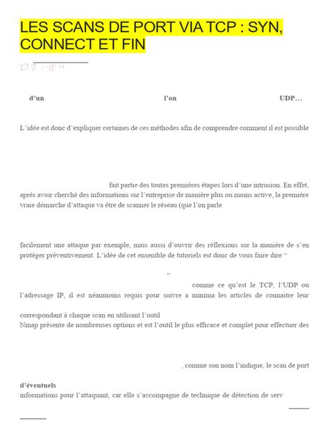 Les Scans De Port Via Tcp Pdf