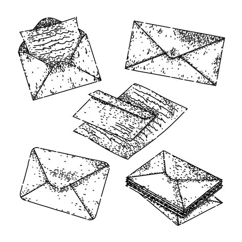 Mail Paper Set Sketch Hand Drawn 47527316 Vector Art At Vecteezy