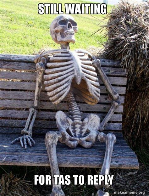Still Waiting For Tas To Reply Waiting Skeleton Meme Generator