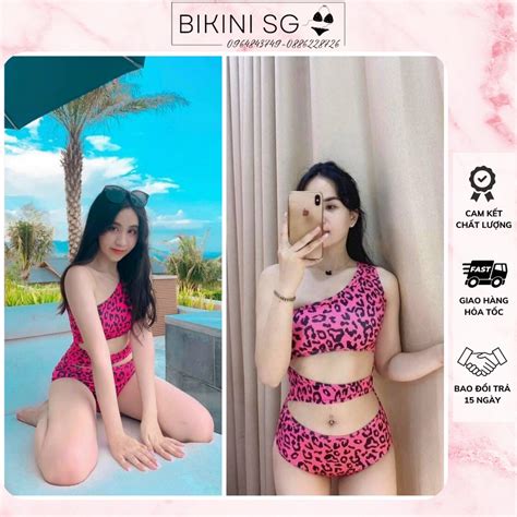 Womens Pink Leopard Skin Bikini Swimsuit With Off The Shoulder Waist