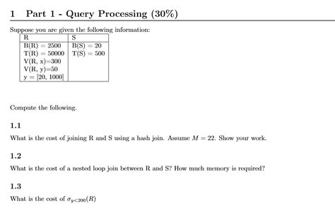 Solved 1 Part 1 Query Processing 30 Suppose You Are Given