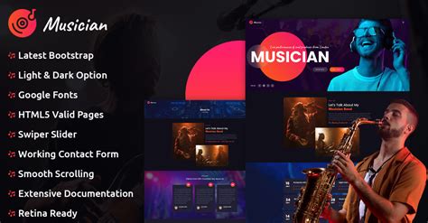 Musician Responsive HTML Template 271100 TemplateMonster