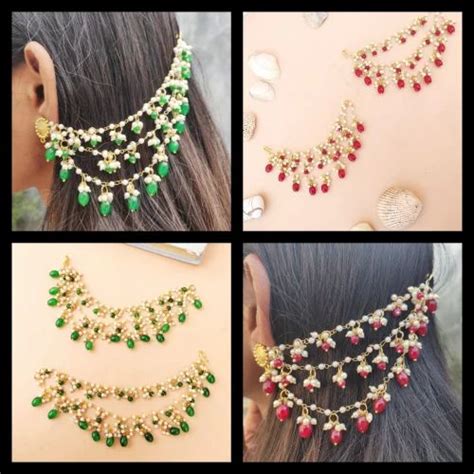 Kaizer Jewellery Green Or Red German Silver 3 Layers Small Pearl With