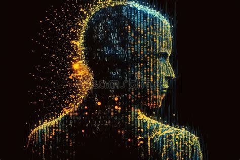 A Human Figure Is Created Using Digital Codes Concept Of Artificial