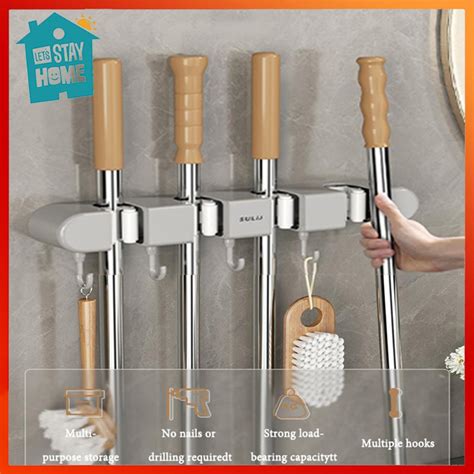Letshome Multi Functional Mop Hooks Hole Free Suction Cup Mop Clip Wall