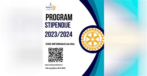 Конкурс за доделу стипендија за школску 2023 24 годину које додељује Rotary Club Суботица