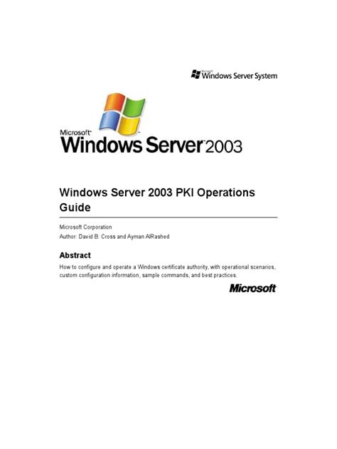 win2k3 windows server 2003 operations guide pdf public key