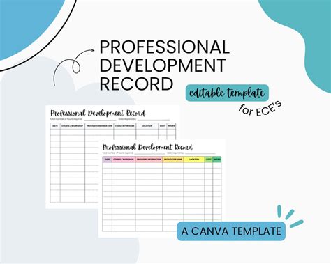 Ece Professional Development Record Canva Template Digital Download