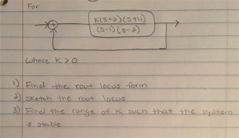 Solved Where K0 1 Find The Rout Locus Form 2 Sketch The