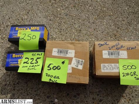 Armslist For Sale Reloading Bullets For 45 Acp 200 Grain Swc