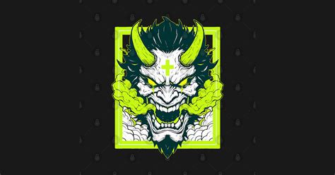 Oni Yokai Hannya Ogre Green Neon Oni Demon T Shirt Teepublic