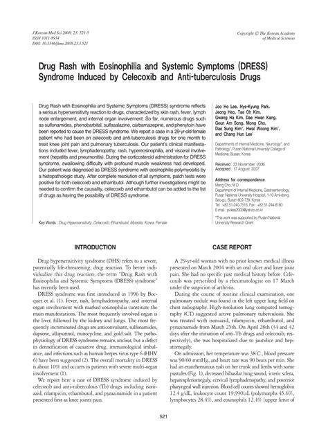 Pdf Drug Rash With Eosinophilia And Systemic Symptoms Dress Syndrome Induced By Celecoxib