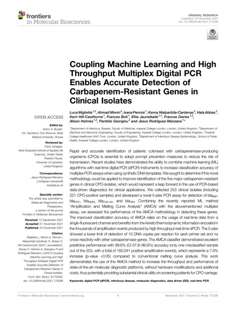 Pdf Coupling Machine Learning And High Throughput Multiplex Digital