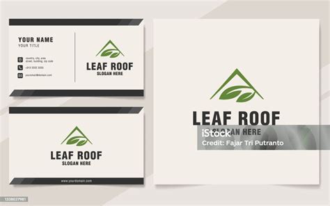 Templat Lambang Atap Daun Pada Gaya Monogram Ilustrasi Stok Unduh
