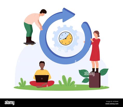 Time Interval Countdown Loading Progress Button Tiny People Holding