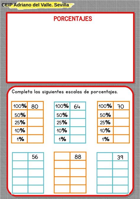 Escalas Para Calcular Porcentaje Worksheet Periodic Table Diagram