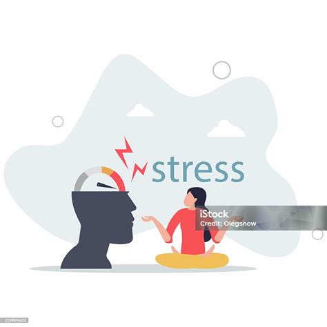스트레스와 불안 수준 지치고 피로 우울증과 정신 질환을 일으키는 원인 개념플랫 캐릭터 생활 감정에 대한 스톡 벡터 아트 및 기타 이미지 Istock